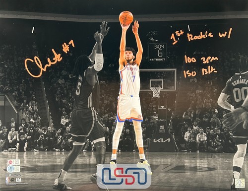 Chet Holmgren OKC Signed "1st Rookie w/ 100 30pm 150Blk" 16x20 Photo ...
