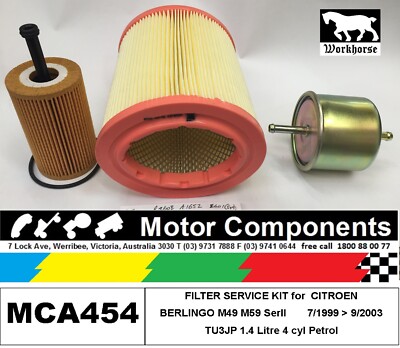 FILTER KIT Air Oil Fuel for CITROEN BERLINGO M49 M59 TU3JP 1.4L Petrol ...
