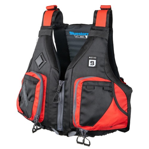 Bluestorm MOTIVE Kayak Life Jacket Fishing Vest Type III PFD, Nitro Red ...