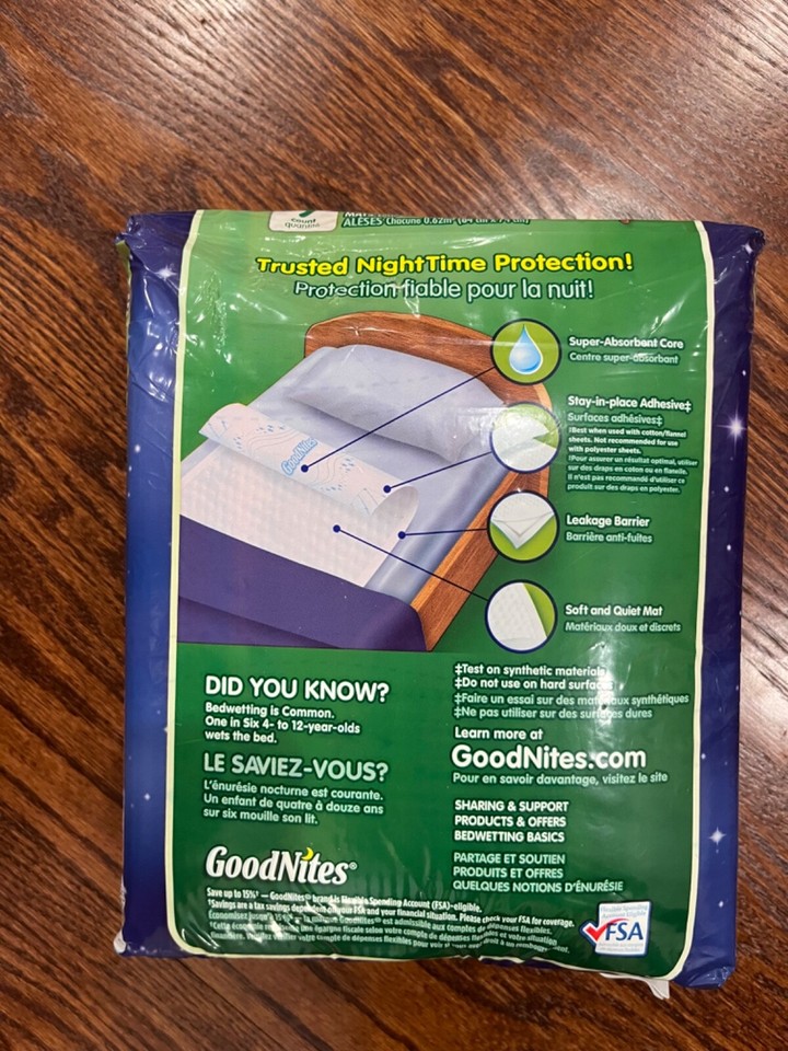 GoodNites Disposable Bed Mats Pads for Bedwetting Pads 9 count 1 ...
