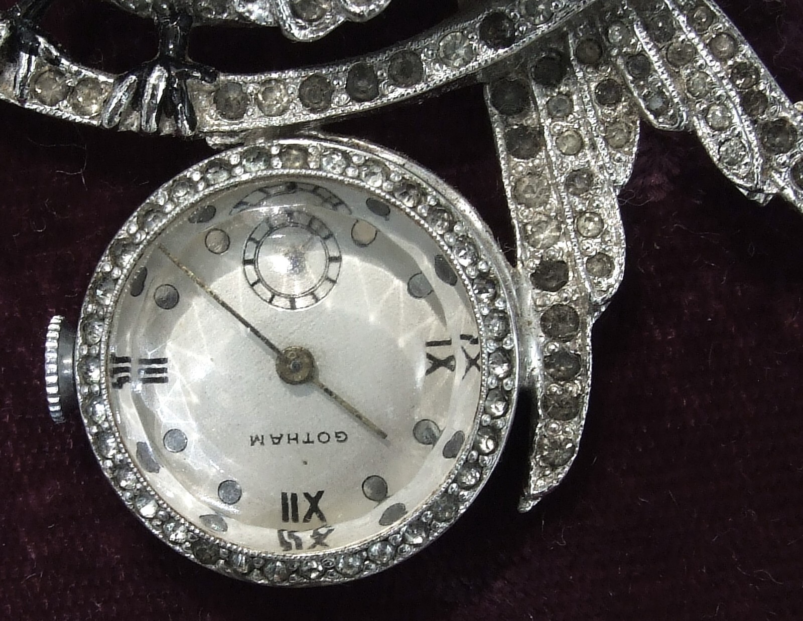 1930s Diamante Rhinestone Pave Rhodium Plated Bird Brooch w Gotham ...