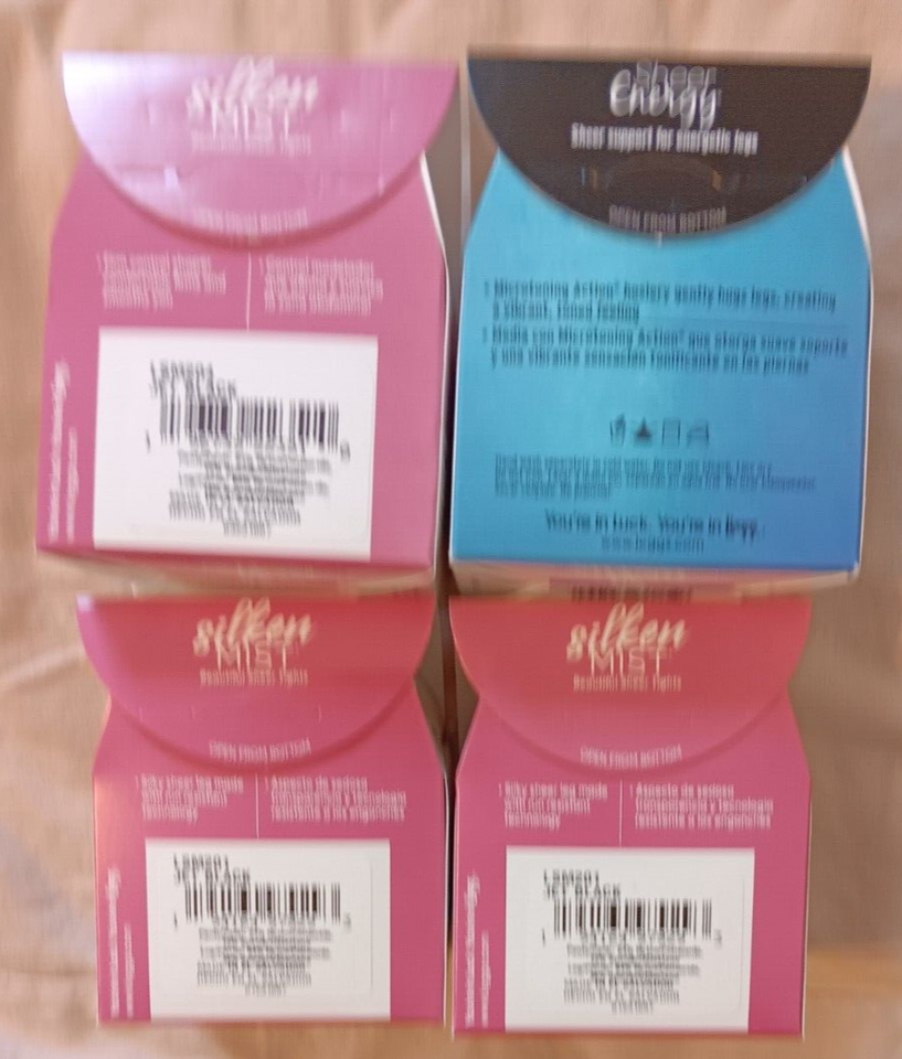 L'eggs Tights Pantyhose Sheer Energy Lot #4 B Jet Black Panty Medium ...