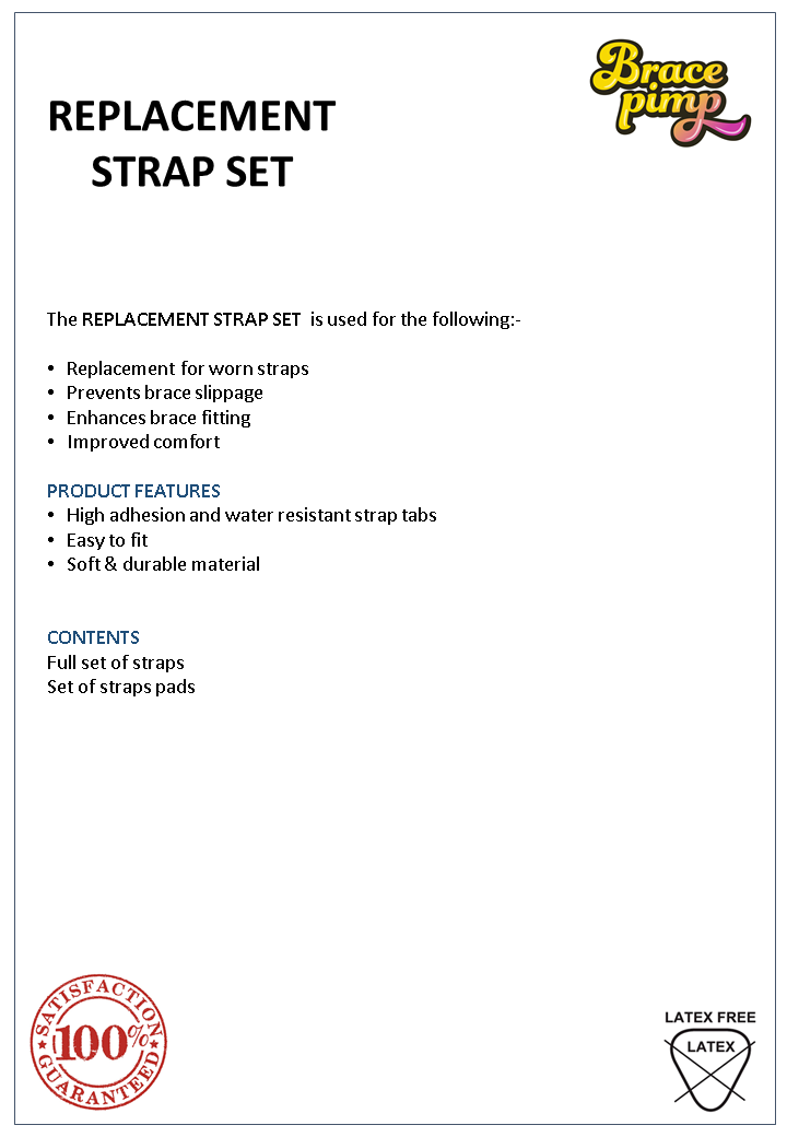 Replacement Straps Set - Knee Brace - Breg, CTI, DonJoy, Medi, Ossur ...