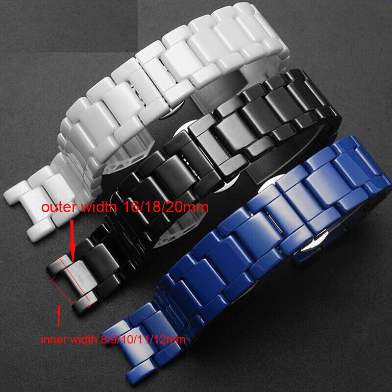 Ceramic Watch Bands Fit For GC Notched Bracelet Fashion Strap Stainless ...