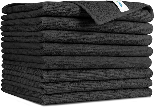 Black Microfiber Cleaning Cloths-8Pk, Soft Absorbent Microfiber Towels ...