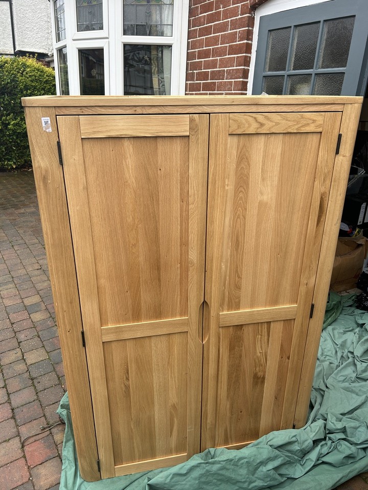 Oak Furniture Land Romsey Natural Solid Oak Double Wardrobe £940 RRP | eBay UK