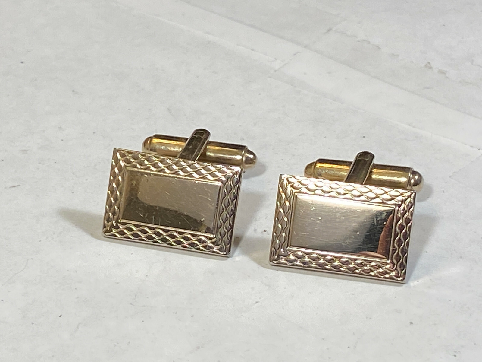 Vintage Golden Rectangular Frame Mens Cufflinks Ready… - Gem