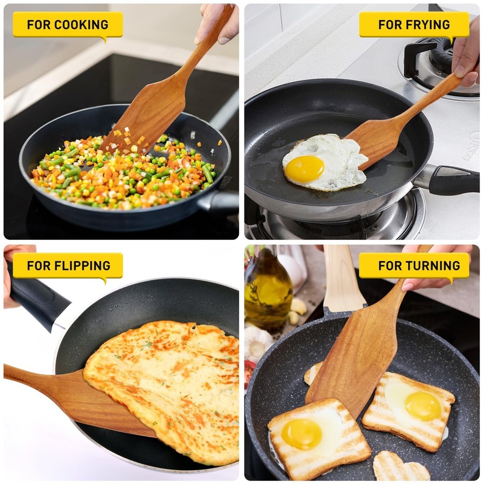 Teak Wooden Spatula for Cooking Wok Spatula Kitchen Turner for Mixing ...