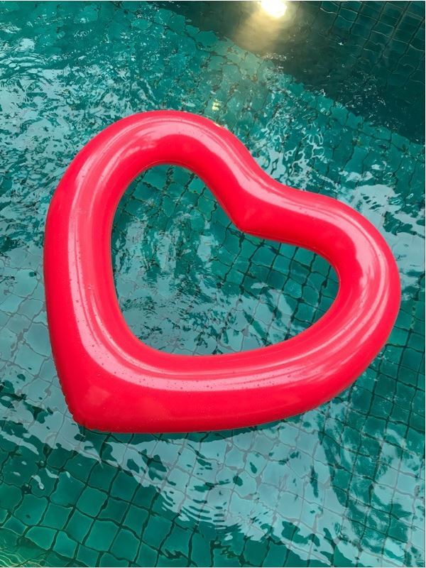 Giant PVC Inflatable Love Swimming Ring Pink Heart-shaped Floating ...