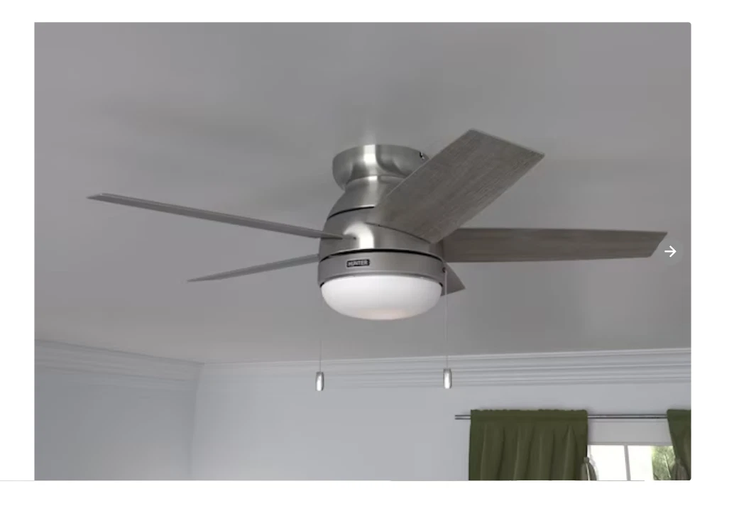 Hunter Brushed Nickel Flush Mount Ceiling Fan | Shelly Lighting