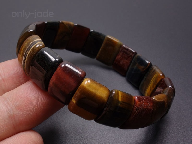 7.5" Chinese 100% Natural Red Brown Tigers Eye Jade Bangle Bracelet ...