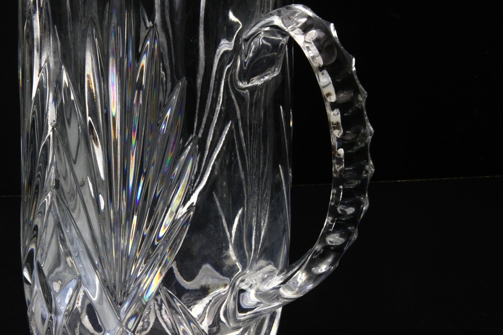 Augusta by Toscany Romania Lead Crystal Pitcher Thumbprint Handle 9 3/4 ...