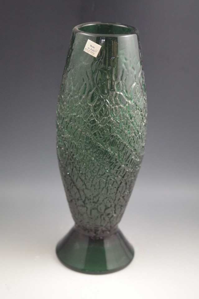 ANTIQUE ITALY DARK GREEN TREE BARK TEXTURED LARGE VASE ROUGH PONTIL | eBay