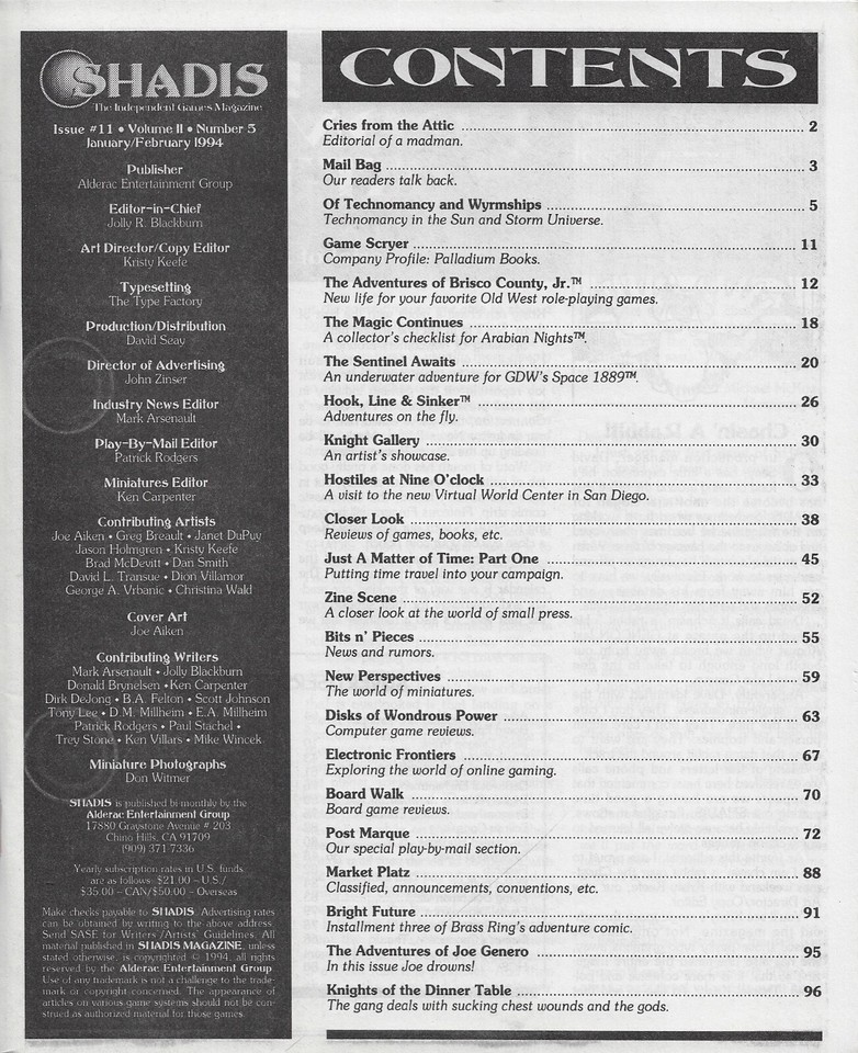 Shadis Magazine #11 Battletech: Virtual World Center; Time Travel ...