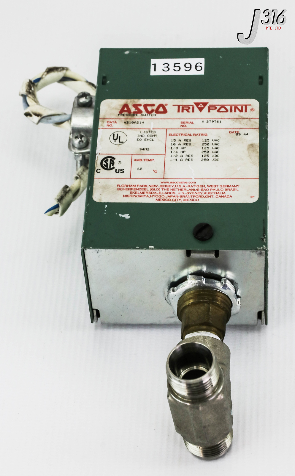 13596 ASCO MINIATURE PRESSURE SWITCH HB10A214 | eBay