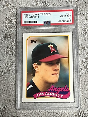 PSA 10 MINT BASEBALL CARD 1989 TOPPS TRADED ROOKIE JIM ABBOTT ...