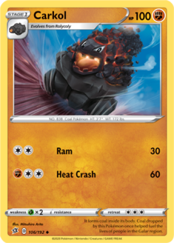 1x Carkol 106/192 Rebel Clash Pokemon TCG Card NM | eBay