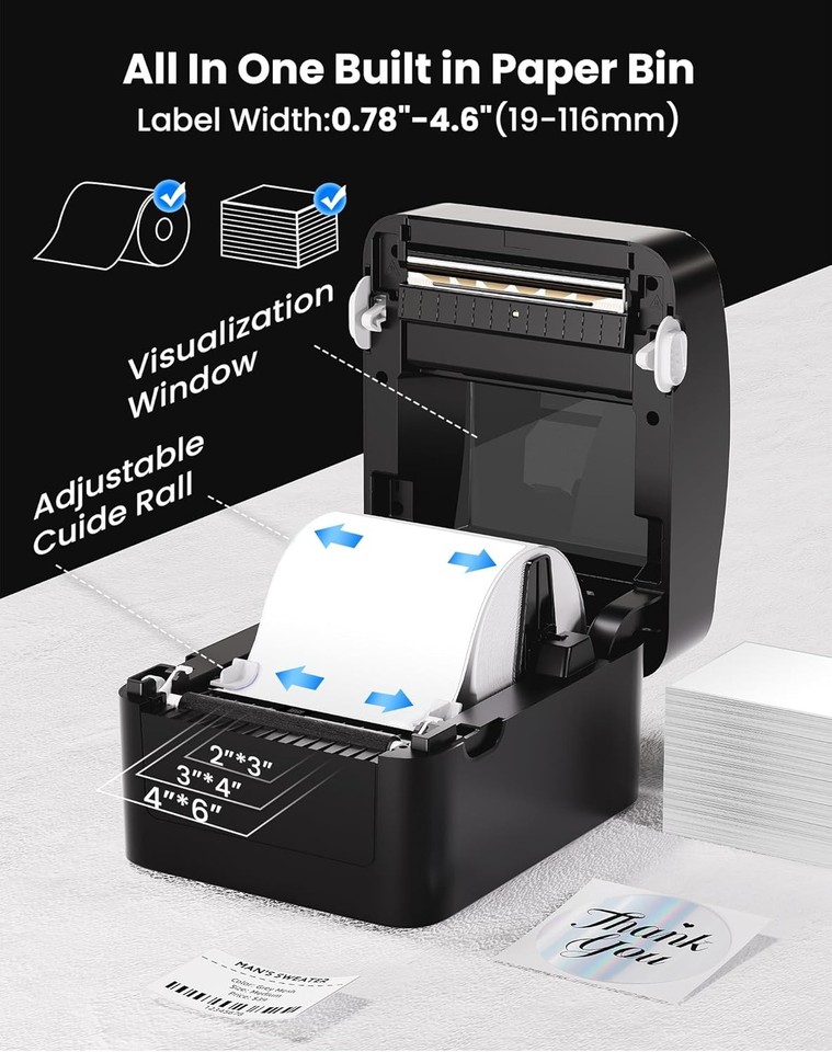 vretti Thermal Label Printer 4x6 - Desktop Shipping Label Printer ...