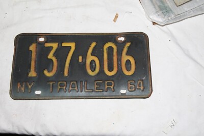 1964 New York Trailer License Plate 64 NY tractor trailer bus L8 | eBay