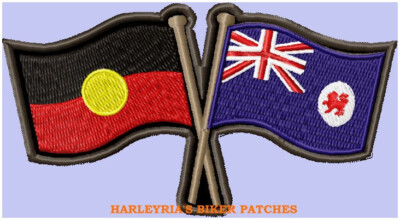 ABORIGINAL TASMANIA CROSSED FLAGS BIKER PATCH 100 X 55MM | eBay Australia