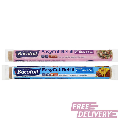 Bacofoil Easycut Cling Film + Baco Easy Cut Refill Kitchen Foil Refill ...