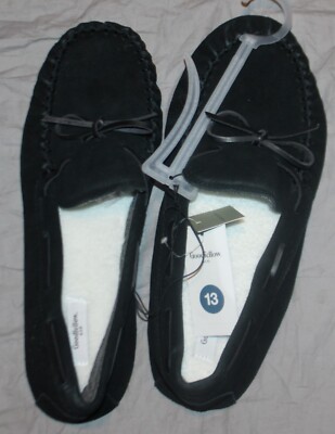 Men's Topher Suede Moccasin Slippers Black - Goodfellow & Co - SIZE 13 ...