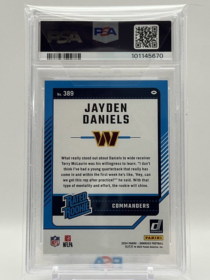 2024 Donruss Jayden Daniels RC Rated Rookie PSA 10 #389 Commanders | eBay