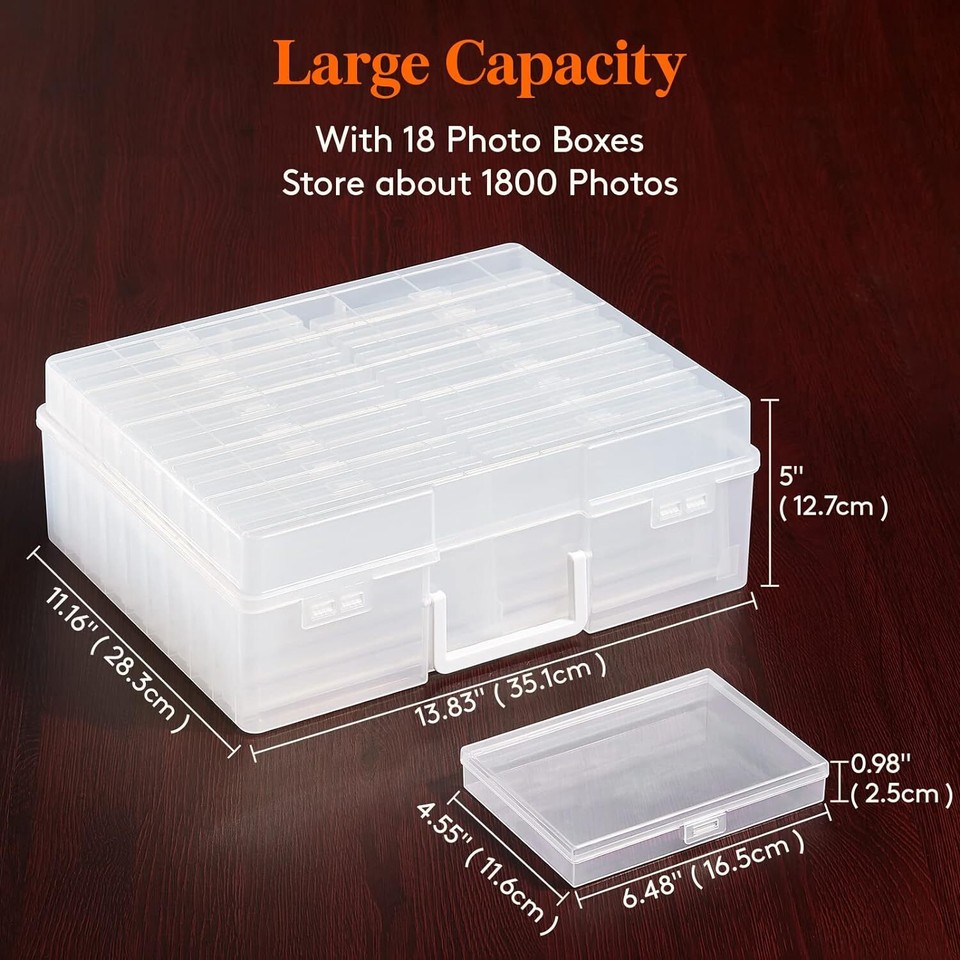 Lifewit Photo Storage Box 4" x 6" Photo Case, 18 Inner Photo Keeper ...