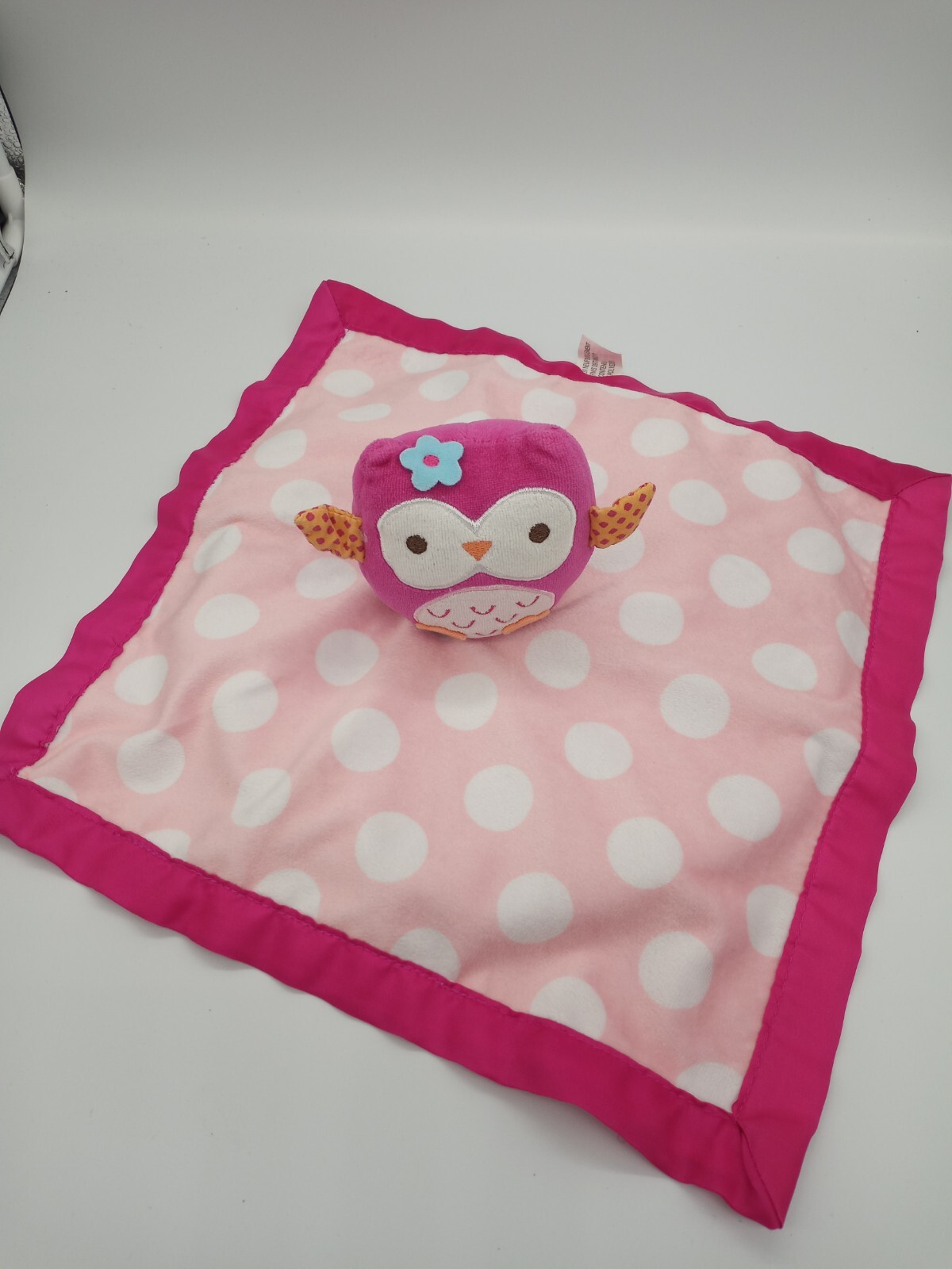 Circo Lt Pink/Dark Pink Binding Owl Circle Plush Lovey Security Blanket ...
