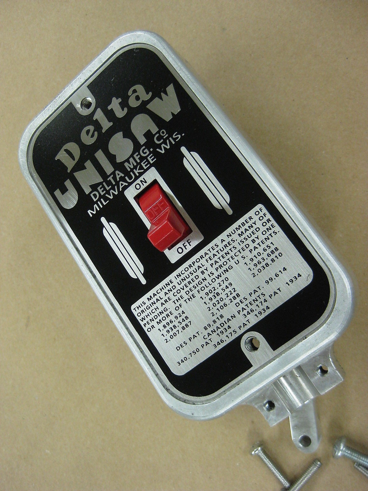 ALL NEW BILLET ALUMINUM DELTA SWITCH BOX - FITS UNISAW AND CAST IRON ...