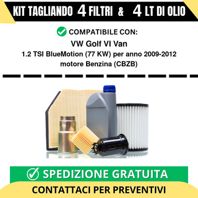Tagliando per VW Golf VI Van 1.2 TSI BlueMotion 77 kw - 4 Lt di olio ...