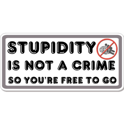 Stupidity Not A Crime Funny Rude car bumper sticker decal 8" x 3" | eBay