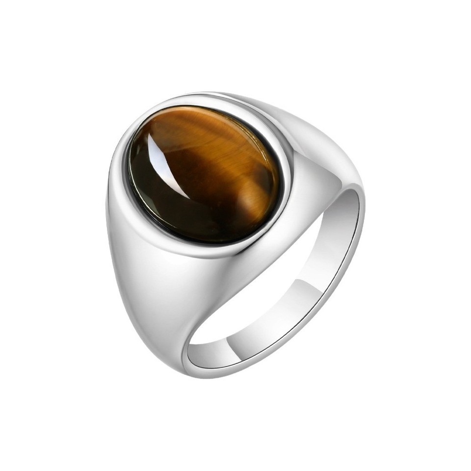 Stainless Steel Glaze Ring Jewelry Oval Finger Ring Valentine's Day ...