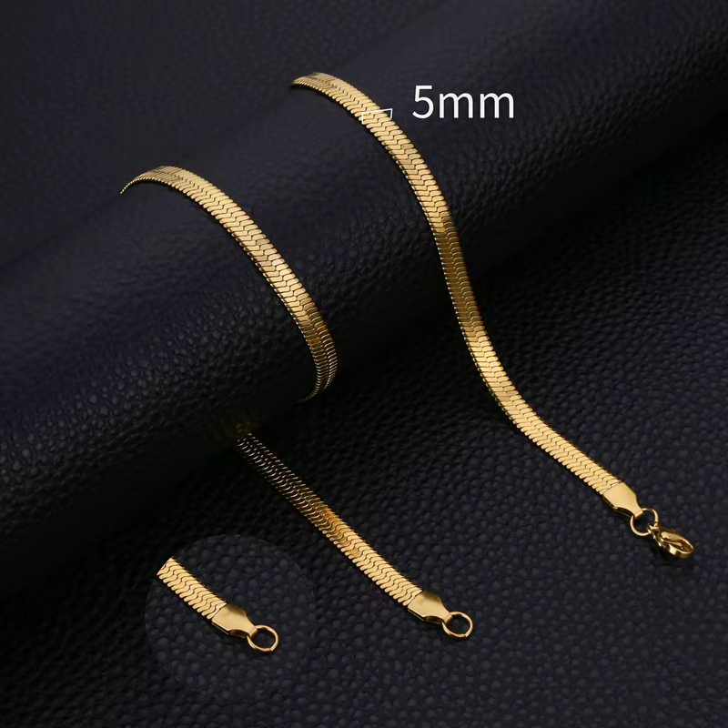 Fashion Stainless Steel Necklace 40-45-50-60CM Blade Snake Glod Bone ...