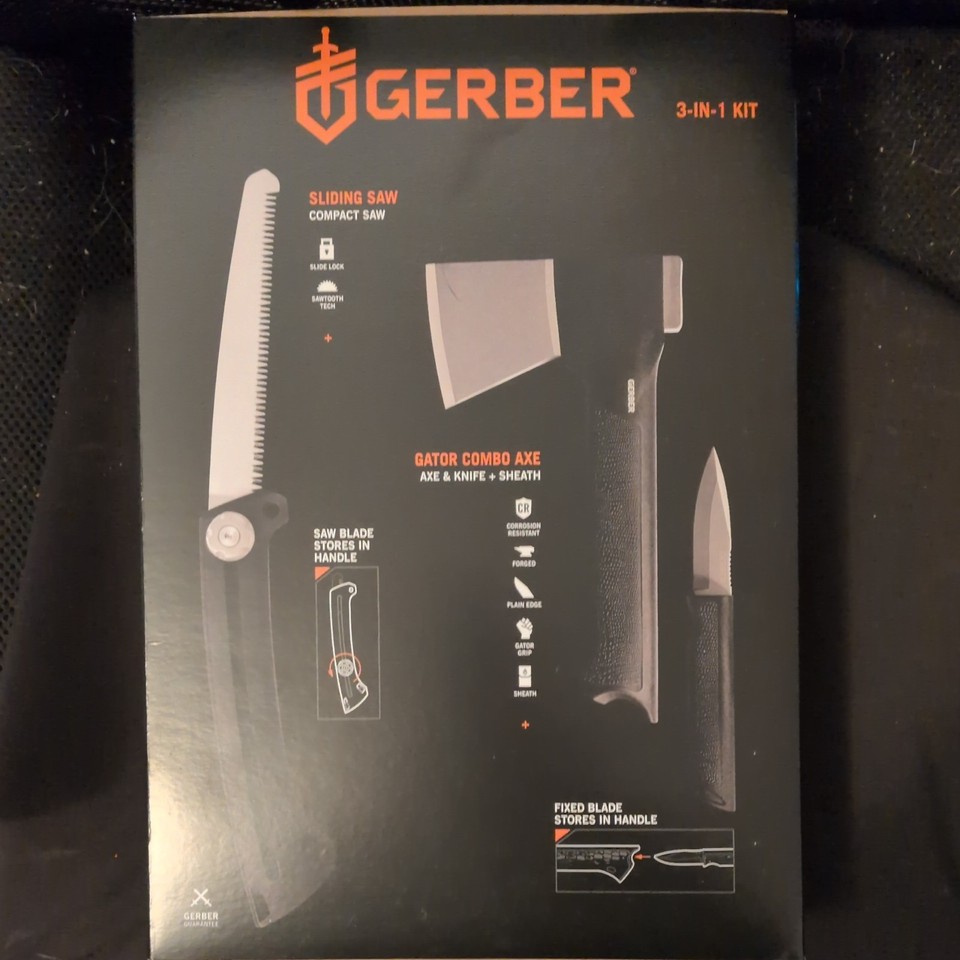 Gerber 3-in-1 Axe Knife & Saw Combo Kit – Gator Grip Handle Camping ...