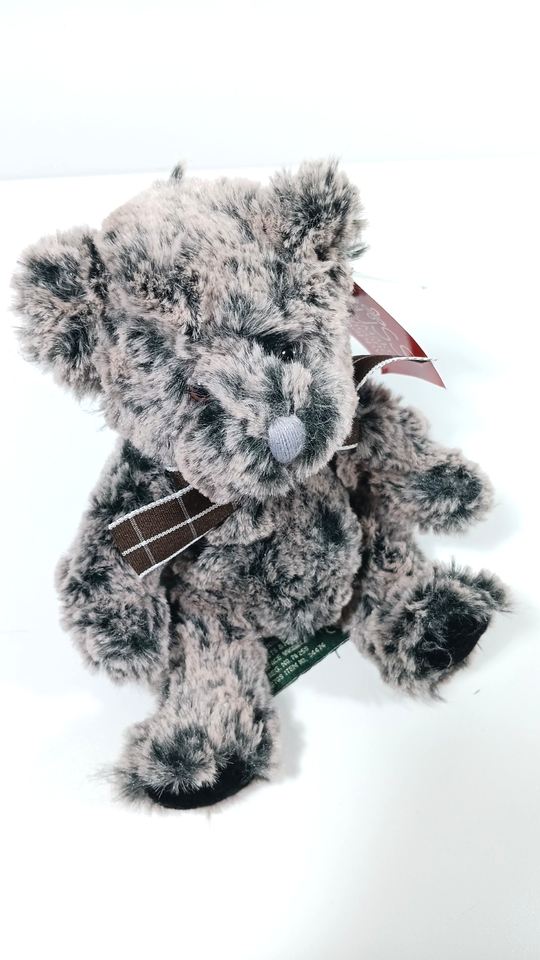 Russ Berrie Deegan Teddy Bear Plush Stuffed Animal Gray Brown Plaid Bow ...
