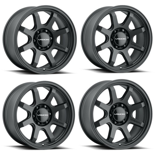 Set 4 20" Vision Off Road 351 Flow Satin Black 20x9 Wheels 6x5.5 10mm ...