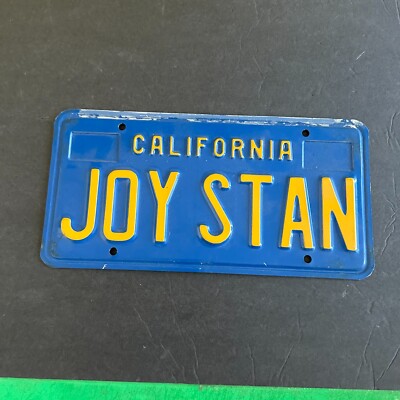 Original 1970s 1980s California Vanity License Plate Blue Yellow JOY ...