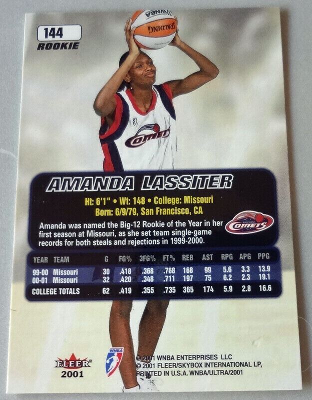 Amanda Lassiter Rookie Card Houston Comets 2001 Fleer Ultra WNBA Women ...