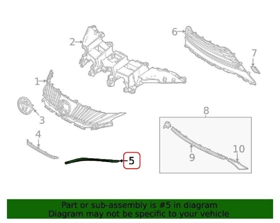 Toyota 53124-48080 Venza Driver LH Outer Grille Molding 2021-2023 OEM ...