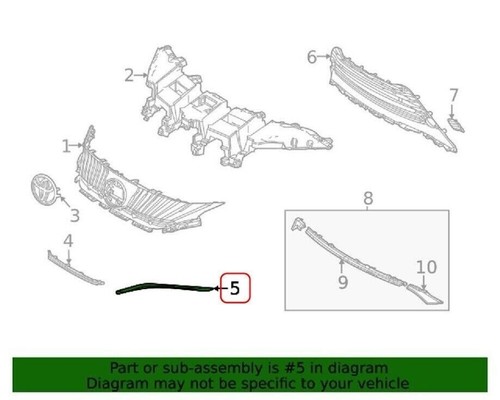 Toyota 53124-48080 Venza Driver LH Outer Grille Molding 2021-2023 OEM ...