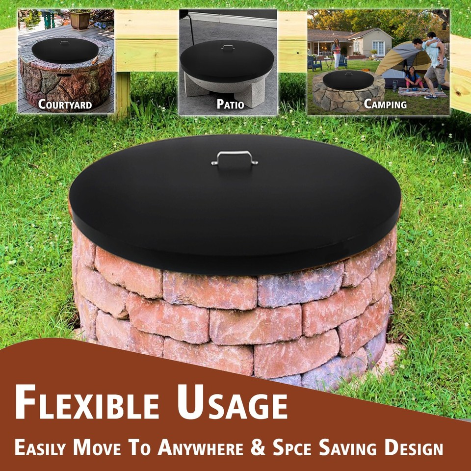 Fire Pit Lid , Round - 36" With Handle, Snuffer Lid, Fire Pit Pan Lid ...