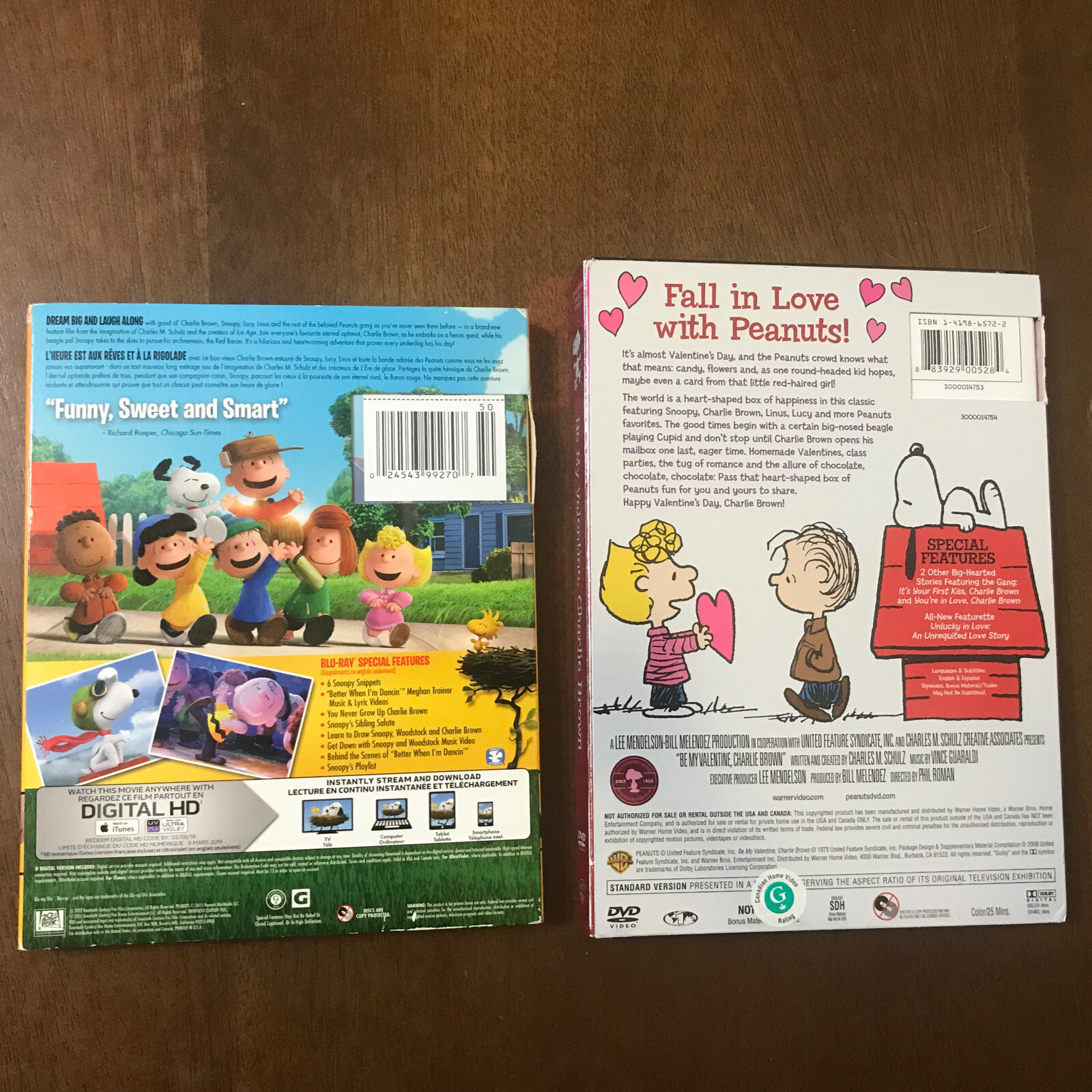Lot of 2 Peanut Charlie Brown DVDs: Be My Valentine, The Peanuts Movie ...