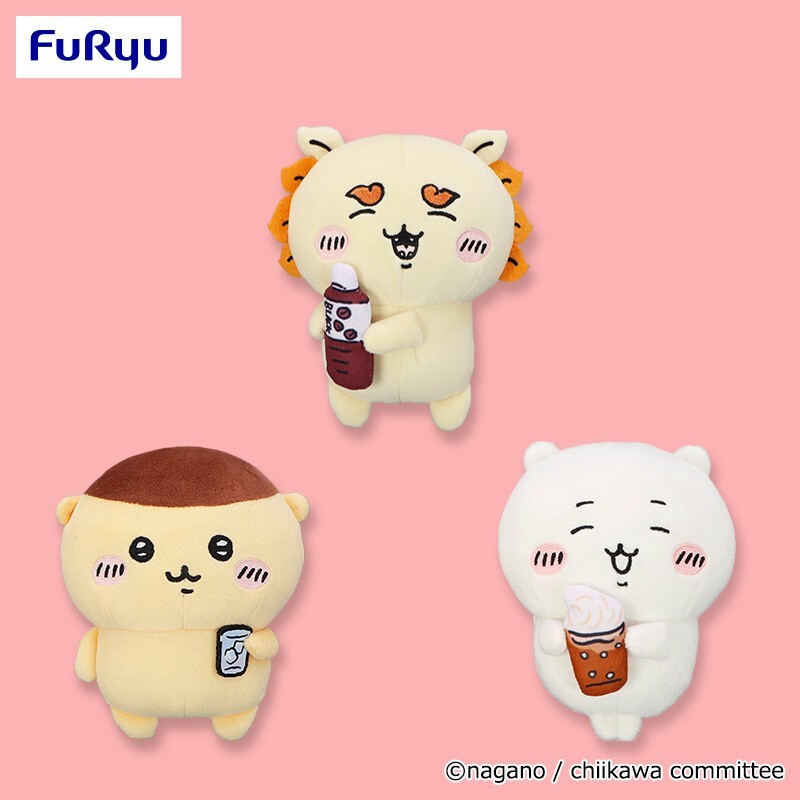 Chiikawa SET of 3 Plush Mascot Drinking Kurimanju Shi-sa Shisa Furyu ...