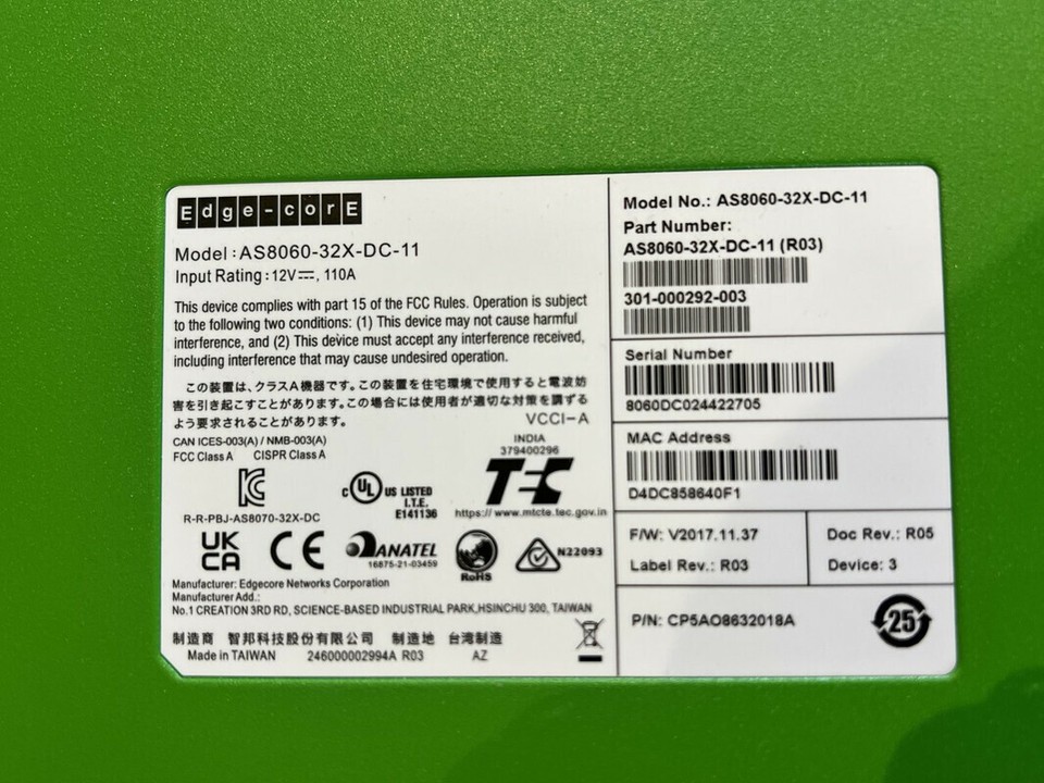 EDGE-CORE AS8060-32X-DC-11 DATA CENTER SWITCH | eBay