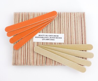 100PCS ORANGE/YELLOW ROUND NAIL SANDING FILES GRITS 180/180 | eBay