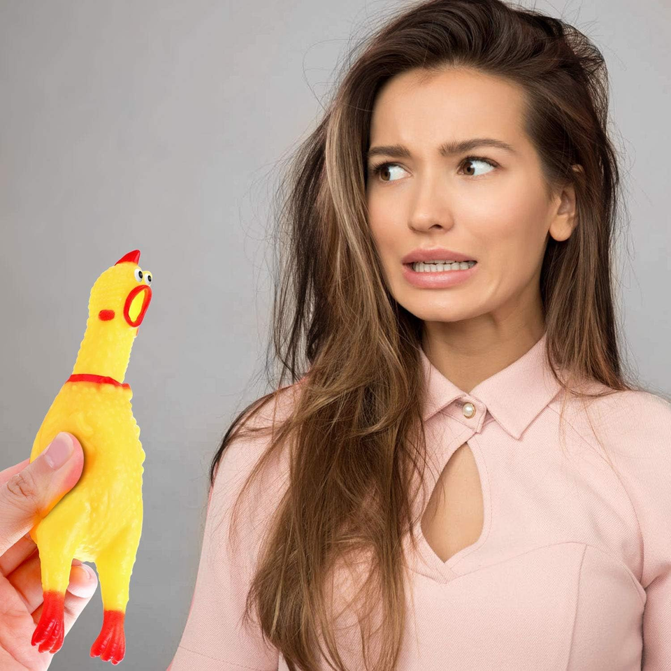 6 Pack Rubber Screaming Chicken Toy Yellow Rubber Squeaking Chicken Toy ...