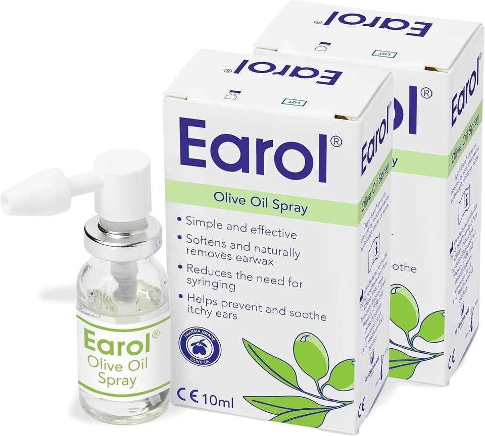 Earol Olive Oil Ear Wax Removal Spray Clinically Proven 2 Pack 10ml Oil ...
