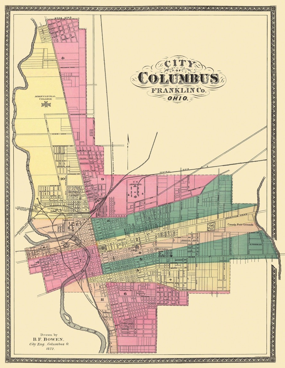 Detailed Map Of Columbus Ohio Railway Tracks And Stations In The City