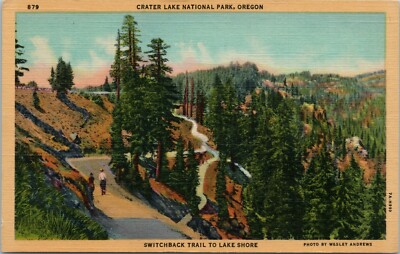 Postcard Oregon Oregon Crater Lake National Park Switchback Trail to ...